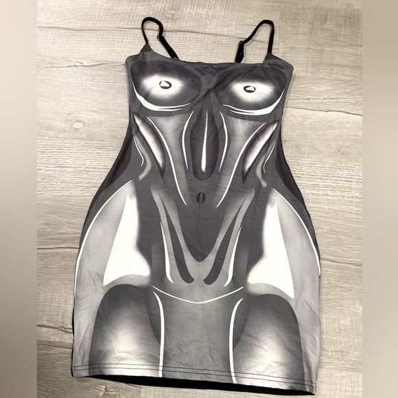 Dresses | Body Paint Print Black Dress | Poshmark